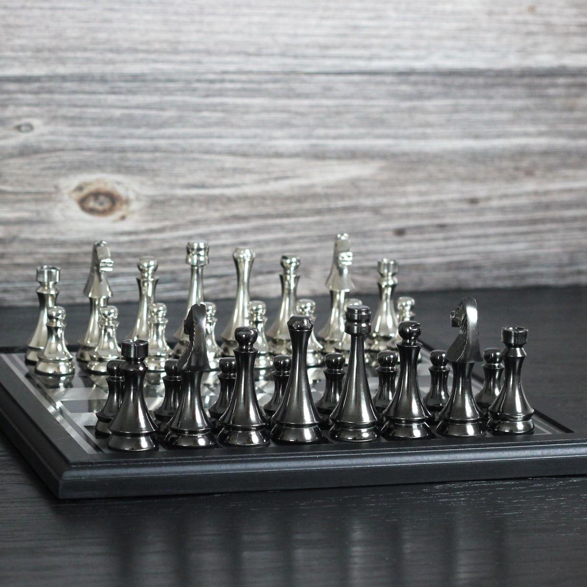 Gorgeous Black and Silver Metallic Chess Set – Marble Cultures