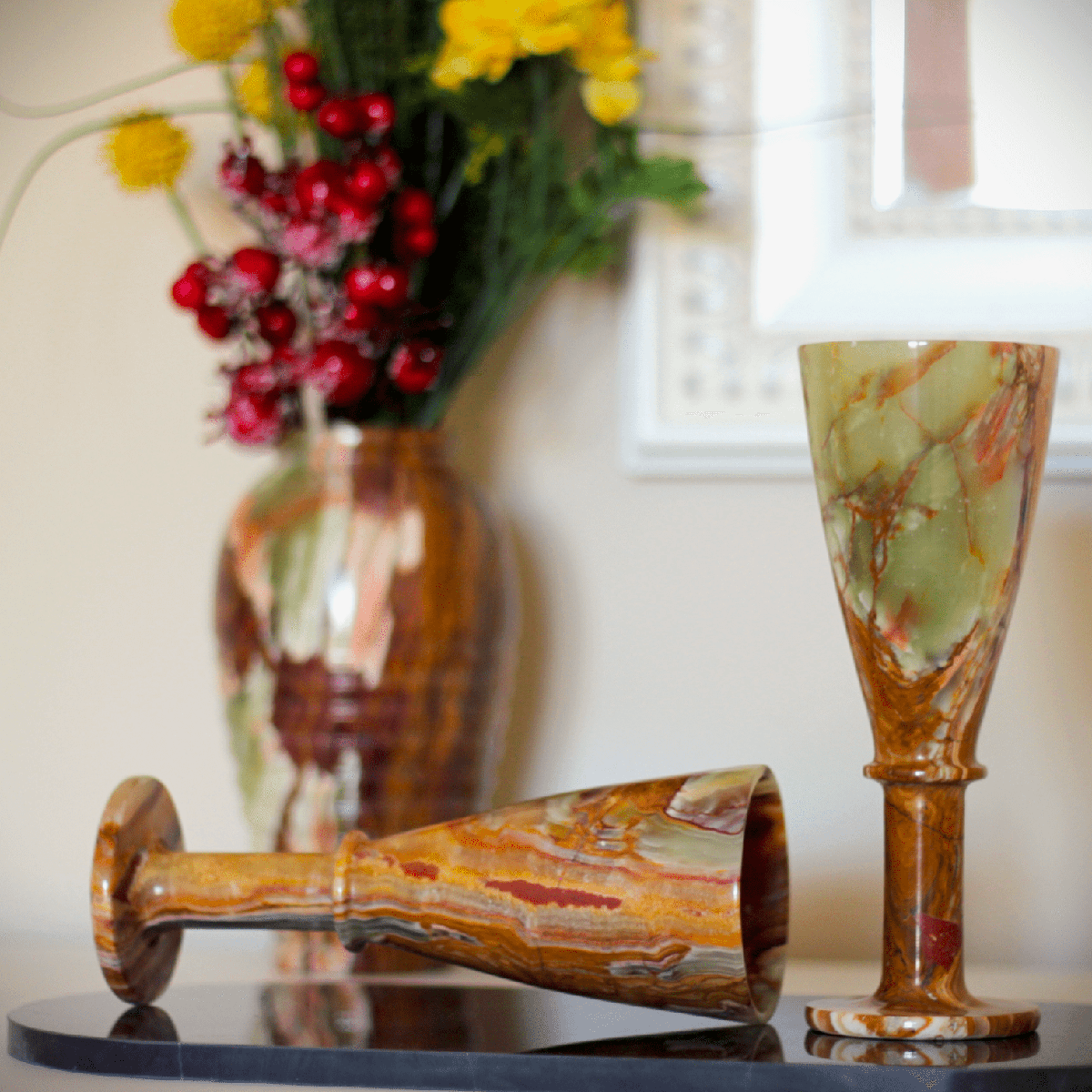 Black & White Marble Checkers Set with Storage Case – Marble Cultures